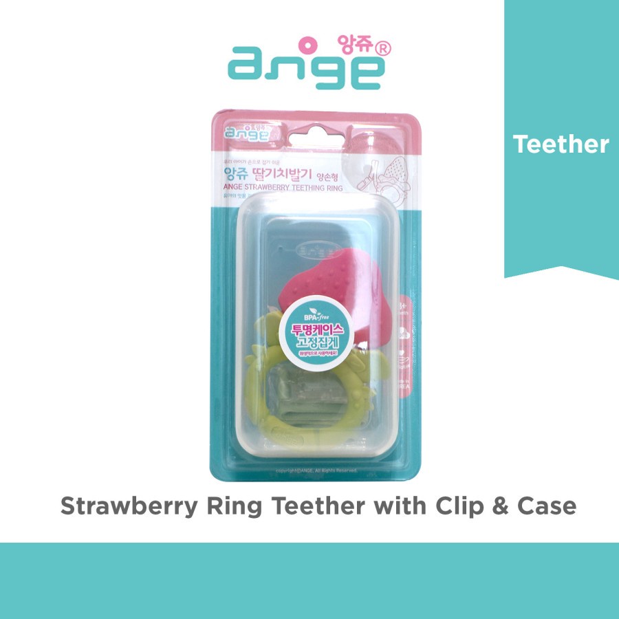 Jual Ange Strawberry Ring Teether AG607023 with Case and Clip / Gigitan ...