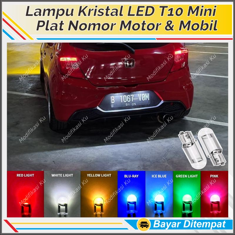 Jual LAMPU PLAT NOMOR MOBIL MOTOR LED T10 KRISTAL RESIN KACA AKRILIK 1 ...