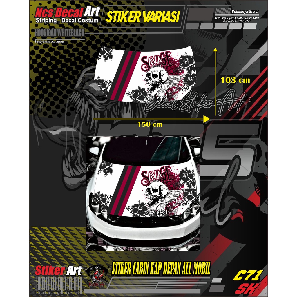 Jual stiker decal cap mobil stiker kap depan mobil all mobil stiker ...
