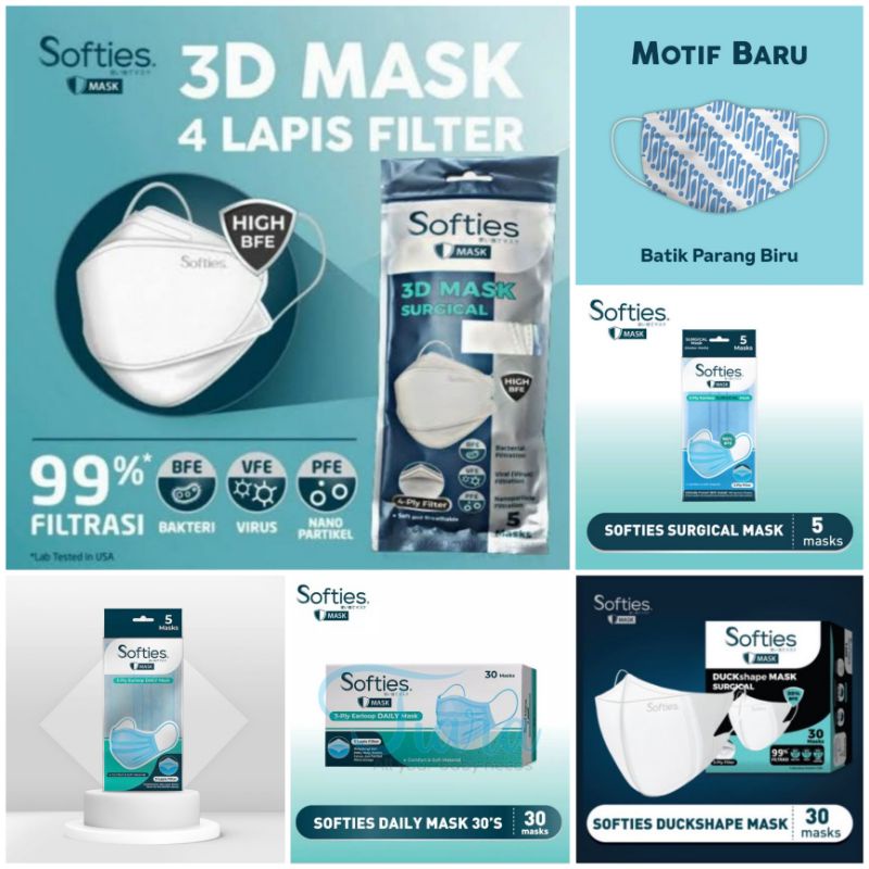 Jual SOFTIES MASKER 5pc/Box isi 30 pcs/SOFTIES DUCKSHAPE MASK SURGICAL ...