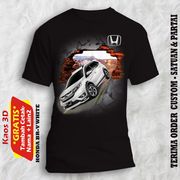 Jual HONDA BR-V PUTIH - KAOS 3D HIGH QUALITY PRINTING DTG UKURAN DEWASA - BRV.WH | Shopee Indonesia