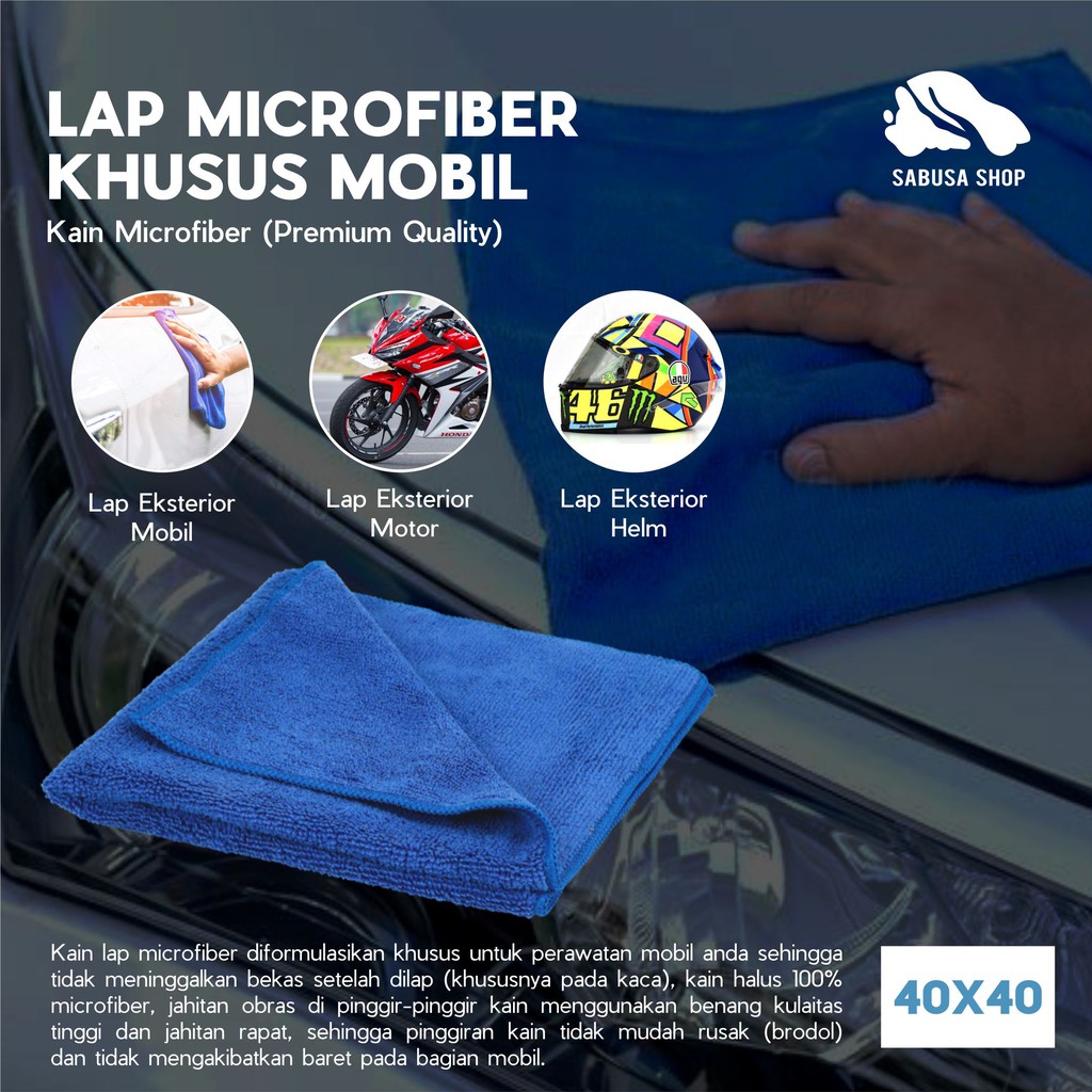 Jual SABUSA Kain Lap Microfiber Mobil Detailing Premium Tebal 400 GSM ...