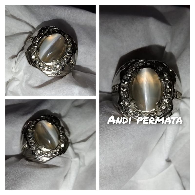 Jual Natural cincin batu permata cilimanite cat eye srilanka | Shopee ...