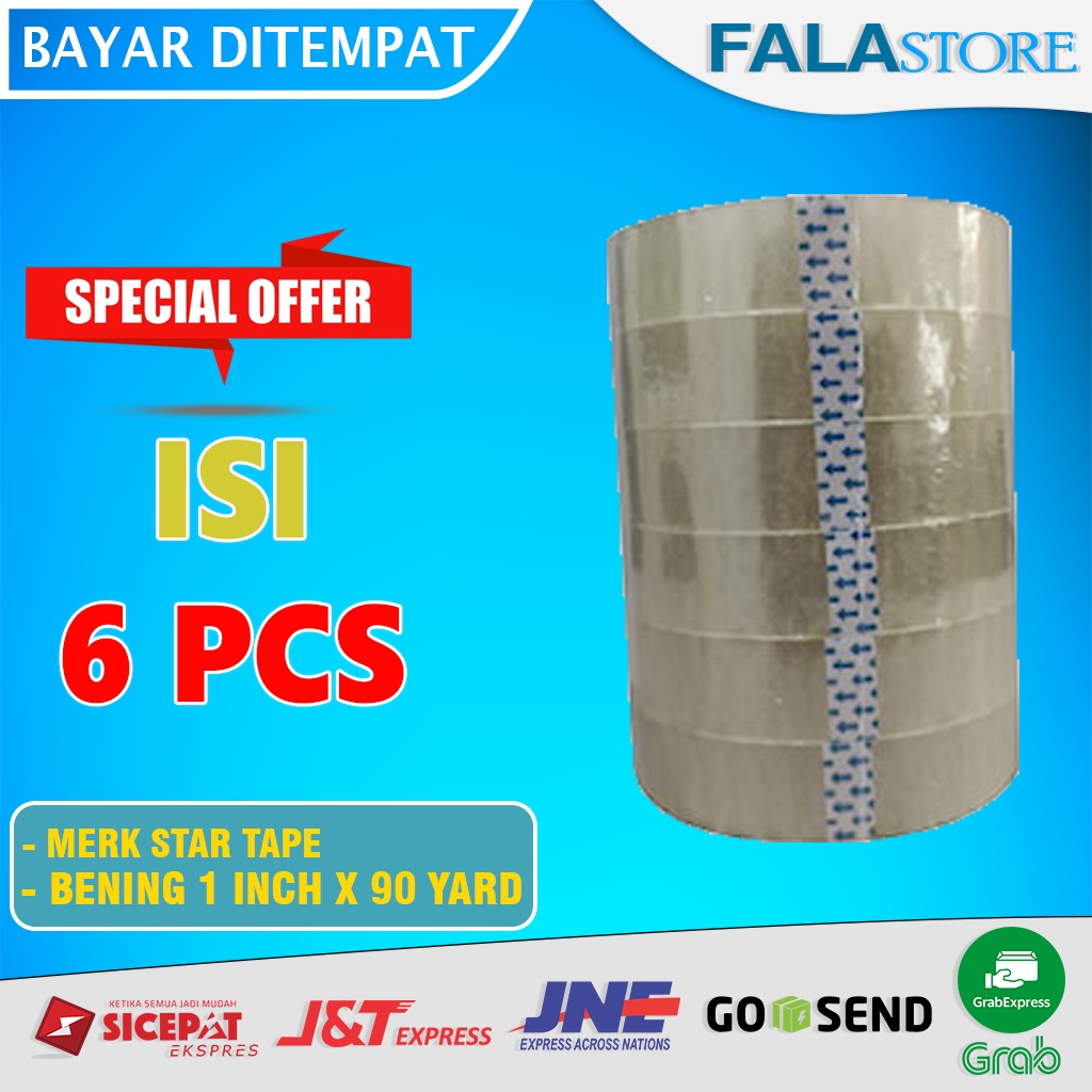 Jual Solasi Isolasi Solatip Solatif Lakban Bening Putih Star Tape Kuat ...