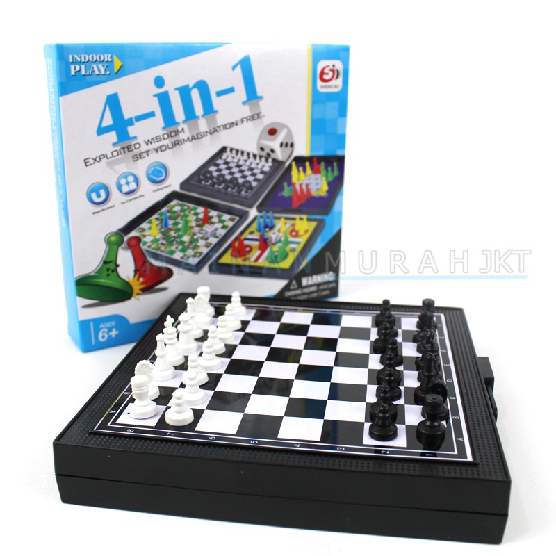 Jual MAINAN ANAK SET PAPAN CATUR MINI MAGNET 4-IN-1 0836A-15 SET LUDO ...