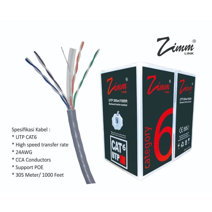 Jual Zimm Link Utp cat.6 - 305mtr ZIMMLINK utp cat.6 | Shopee Indonesia