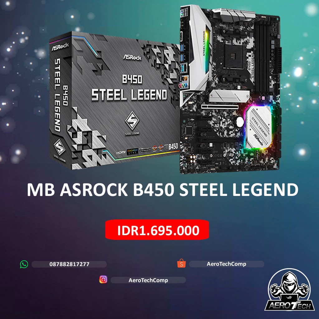 Jual MB ASROCK B450 STEEL LEGEND | Shopee Indonesia