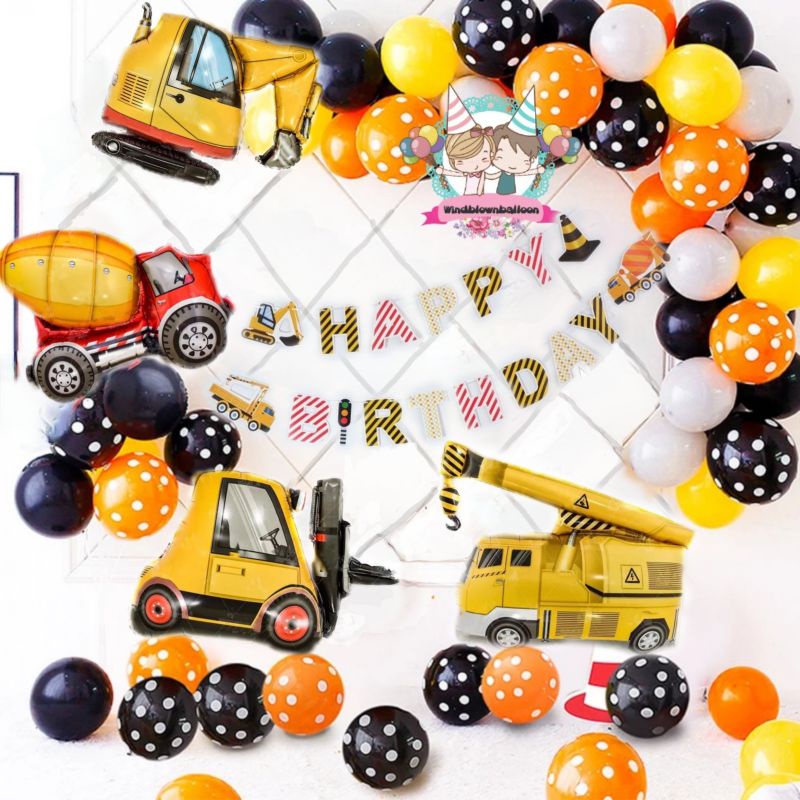Jual WINDBLOWN BALON FOIL BIRTHDAY HBD BOY EXCAVATOR CONSTRUCTION CAR ...