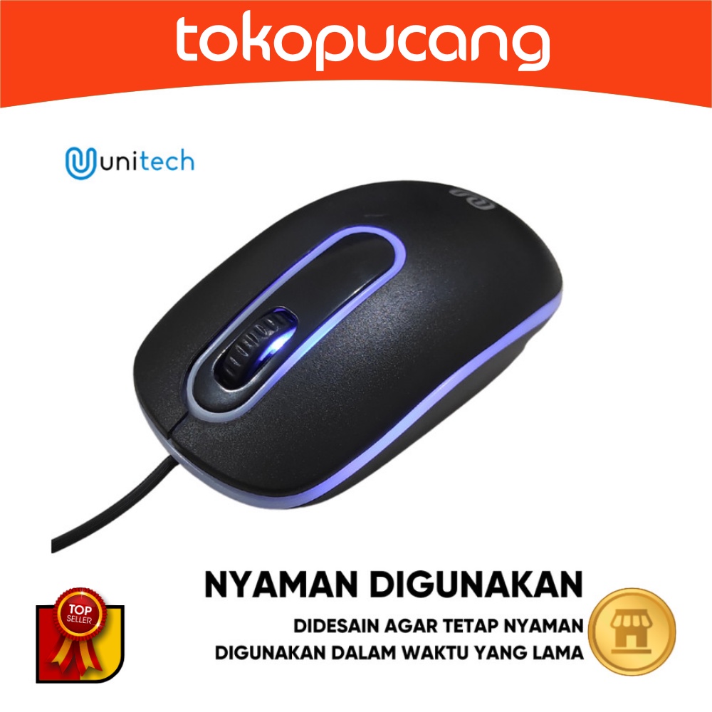 Jual Unitech Optical Mouse G7 Wired Kabel USB 1200DPI LED Black ...