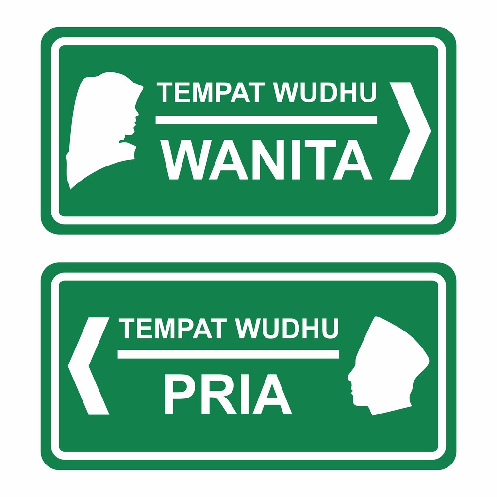 Jual Rambu Penujuk Arah Tempat Wudhu 40cm x 20cm Plat Alumunium ...