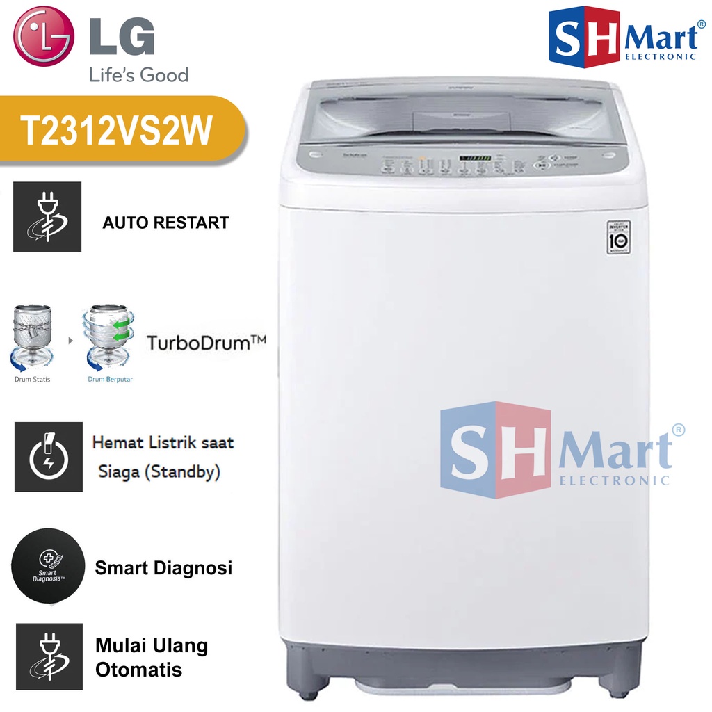 Jual MESIN CUCI 1 TABUNG LG 12 KG INVERTER HEMAT LISTRIK T2312VS2W ...