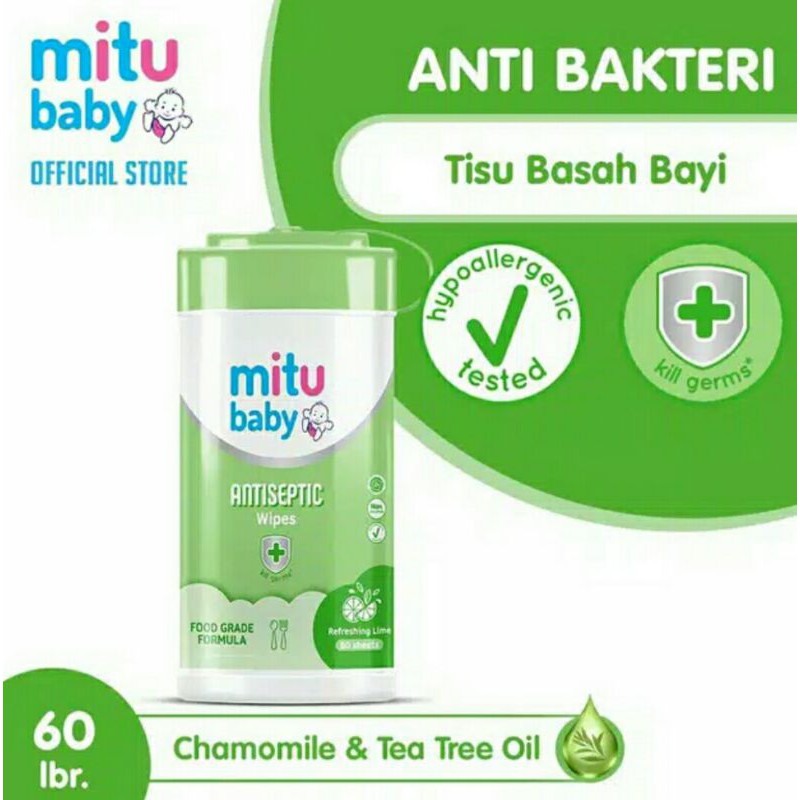Jual MITU TISU BASAH BAYI ANTI BAKTERI ISI 60 LEMBAR / MITU BABY ...