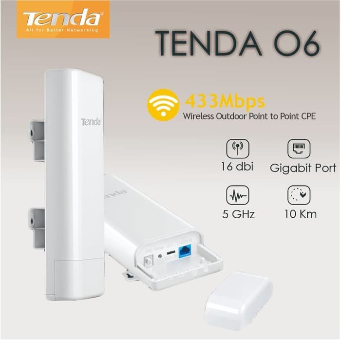 Jual TENDA O6 10KM Outdoor AP Access Point P2P 5Ghz CPE Router Extender ...