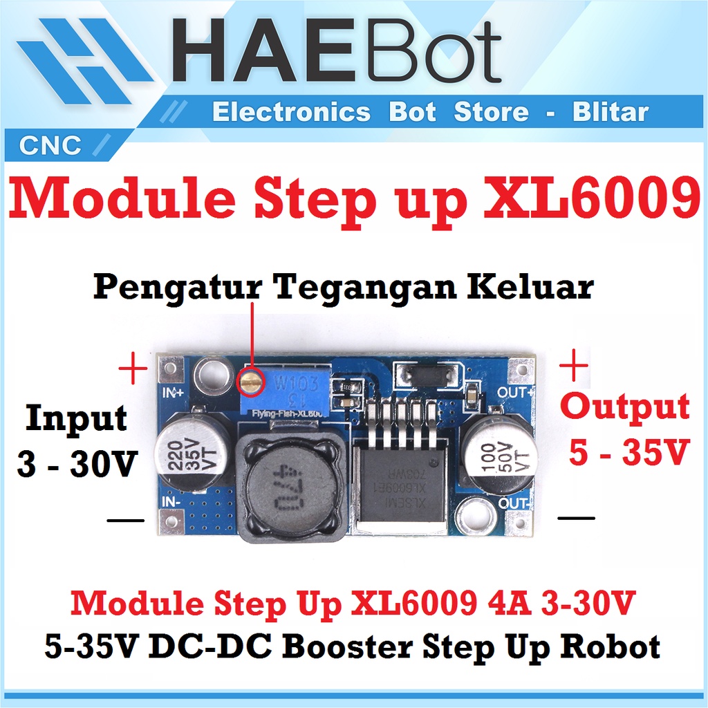 Jual [HAEBOT] Module Modul Step Up Stepup XL6009 DC Booster 4A 3-30V 5-35V Penaik Tegangan Power ...