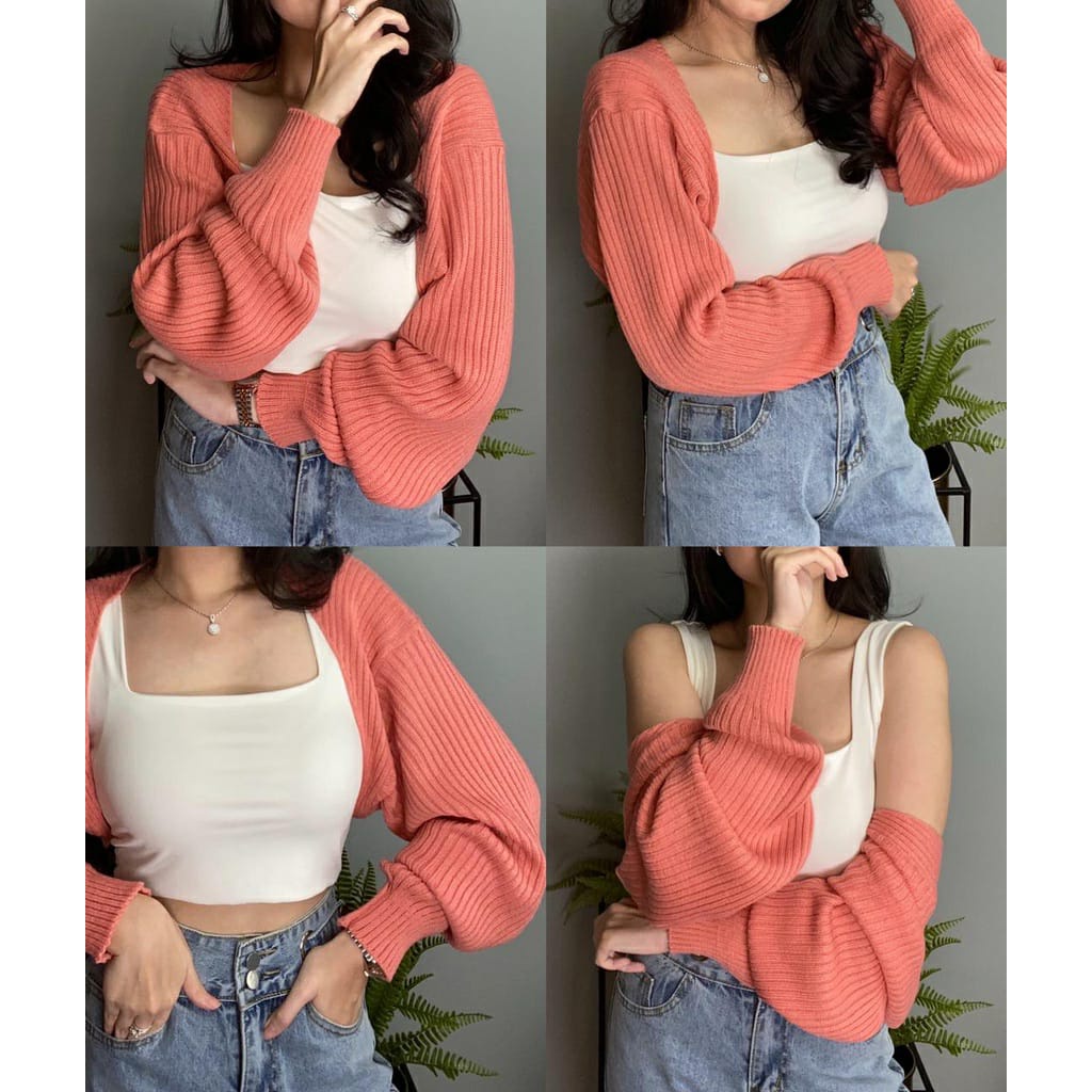 Jual LIAM Oversize Crop Cardigan - Bolero Cardy Rajut | Shopee Indonesia