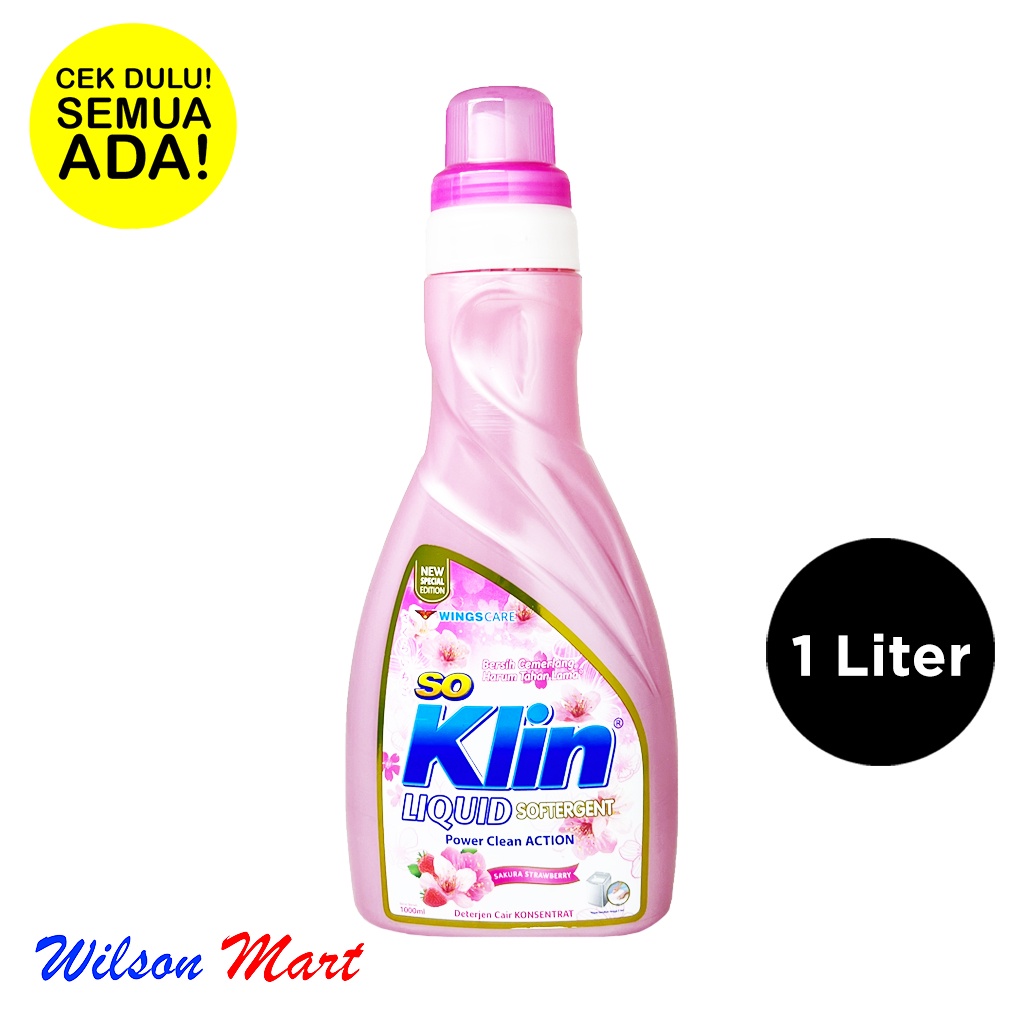 Jual SO KLIN LIQUID 1000 ML 1 LITER BOTOL SAKURA STRAWBERRY SOFTERGENT DETERJEN DETERGENT CAIR ...