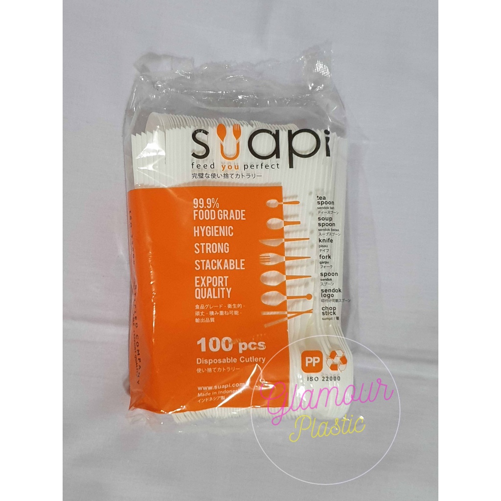Jual Sendok Makan Plastik Warna Putih Merk SUAPI Panjang 17 cm (1 pack ...
