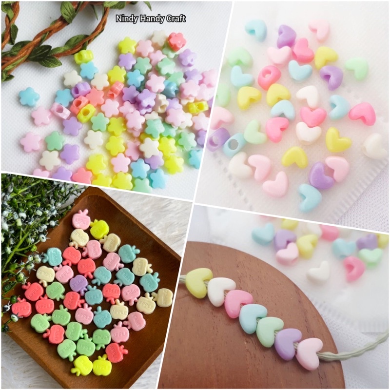 Jual Manik Bunga, Love, Bintang, Pita Pastel 22gram- Manik Bunga Pasel ...