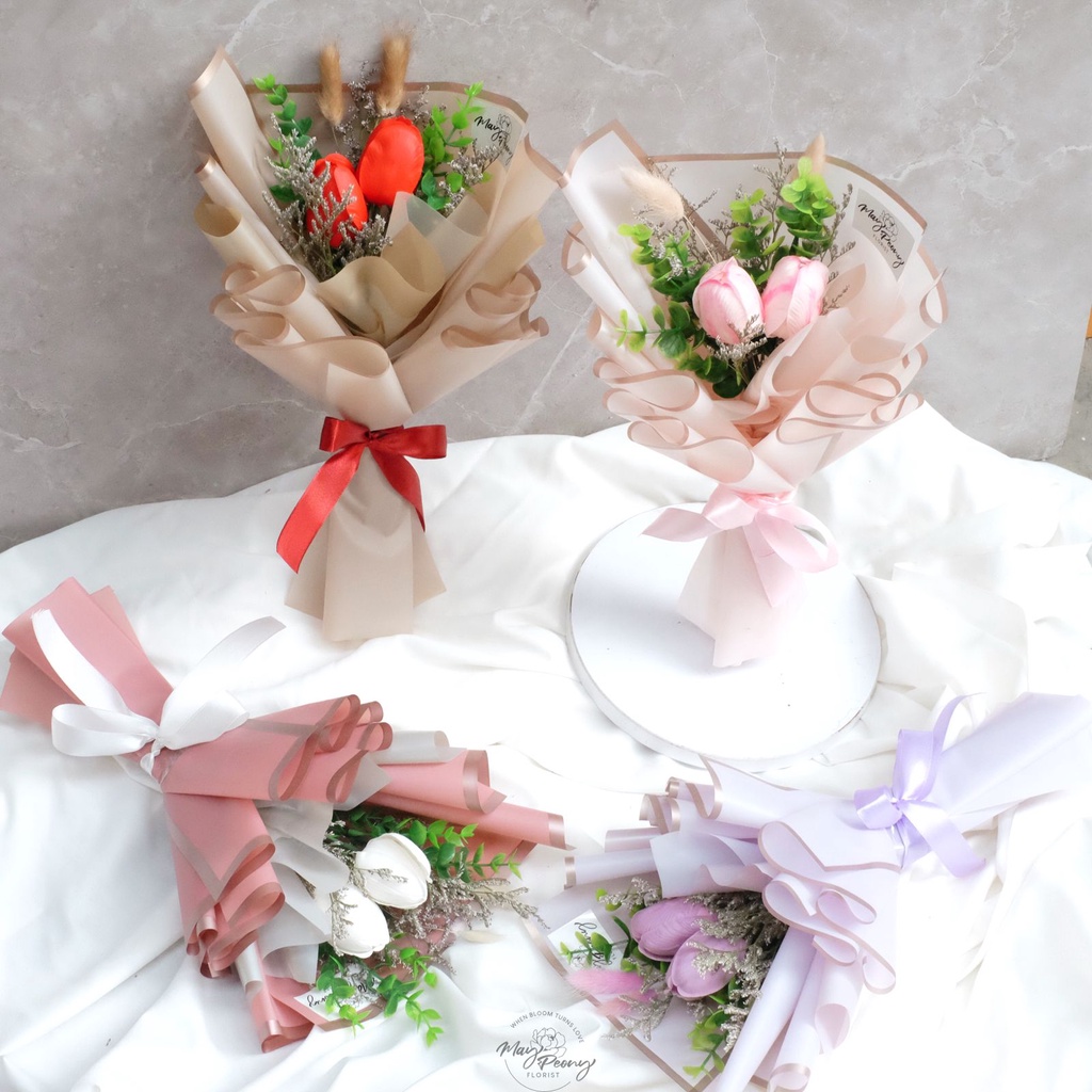 Jual PREMIUM TWIN TULIP SOAP FLOWER BOUQUET - BUKET BUNGA BUKET WISUDA ...