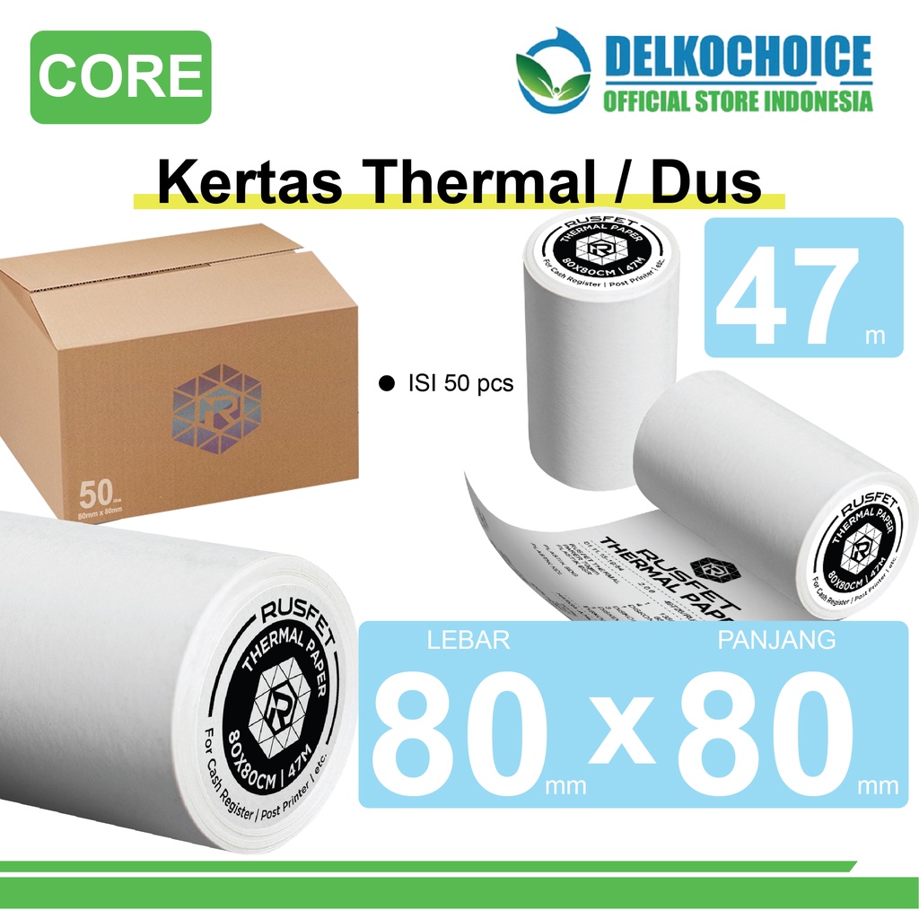 Jual Label & Kertas Thermal Printer Struk Kasir Barcode Resi RUSFET DUS ...