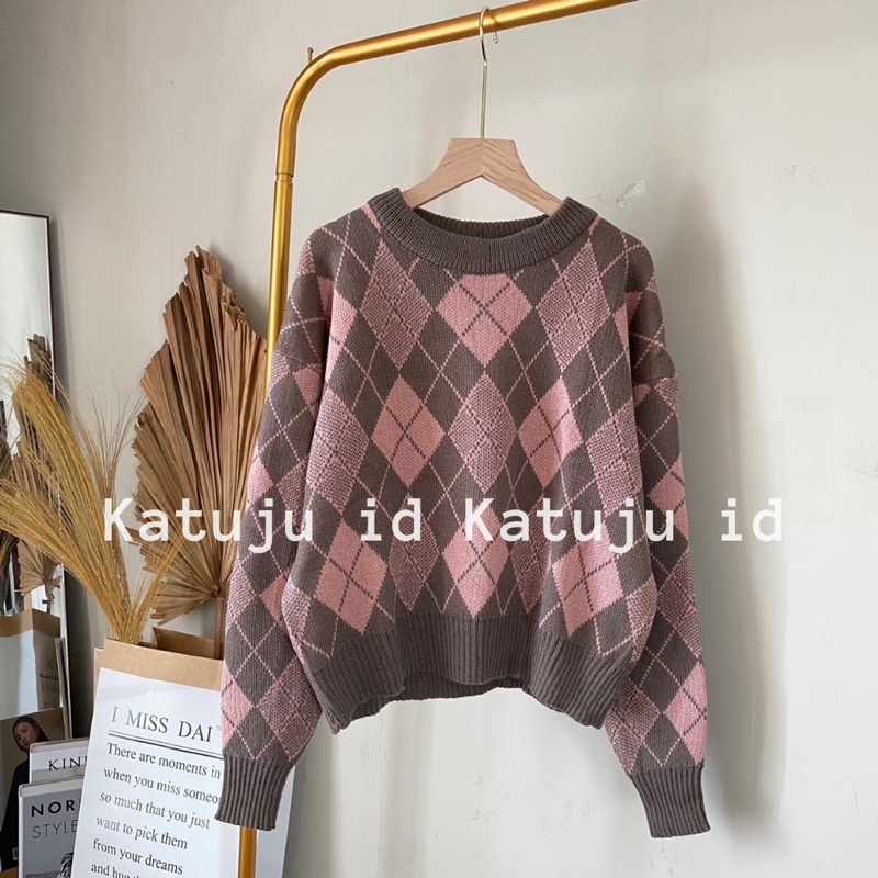 Jual SWETER RAJUT MOTIF GARIS SPIDER| BLOUSE RAJUT TEBAL PREMIUM HEXA ...