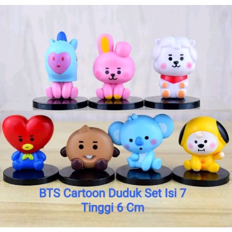 Jual Action Figure BTS Cartoon Version BTS BT21 duduk | Shopee Indonesia