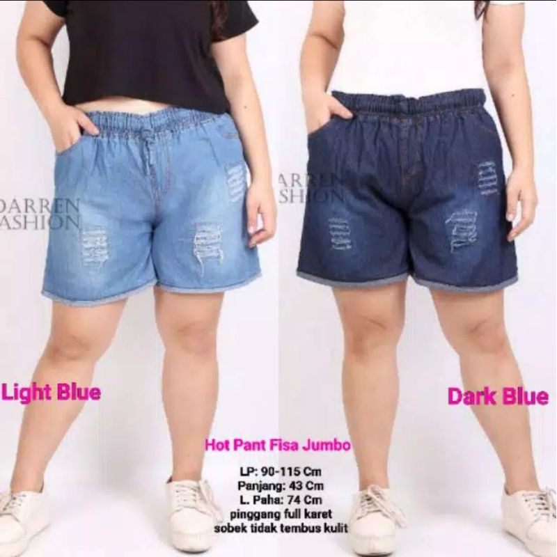 Jual Celana Pendek Hot Pants Ripped Wanita Jumbo . Celana Pendek Jeans Denim Jumbo . Hot Pants ...