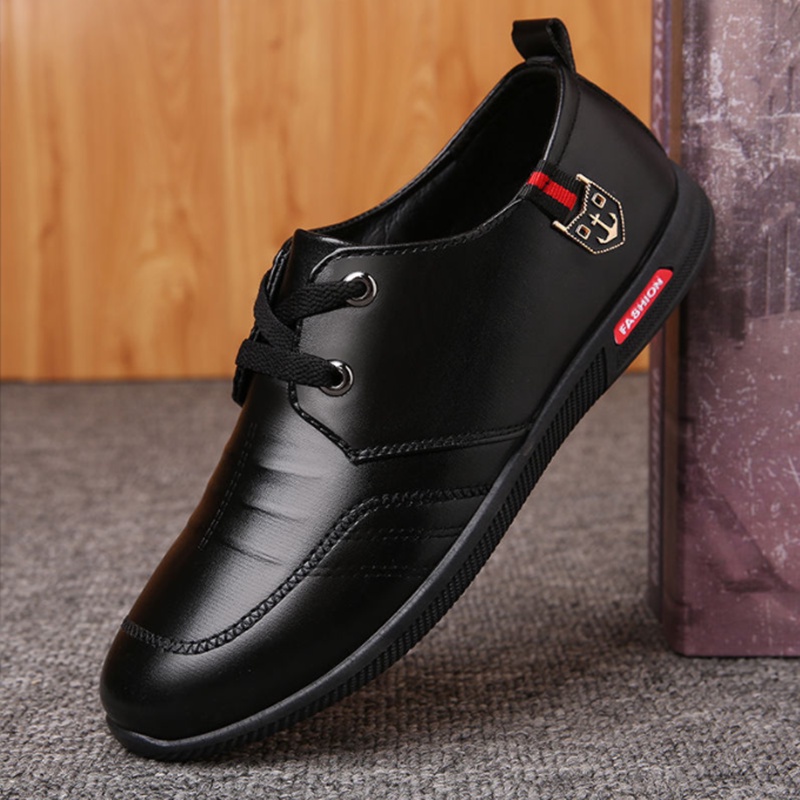 Jual Sepatu Kulit Baru Tren Fashion Sepatu Kasual Bisnis Tumit Datar ...