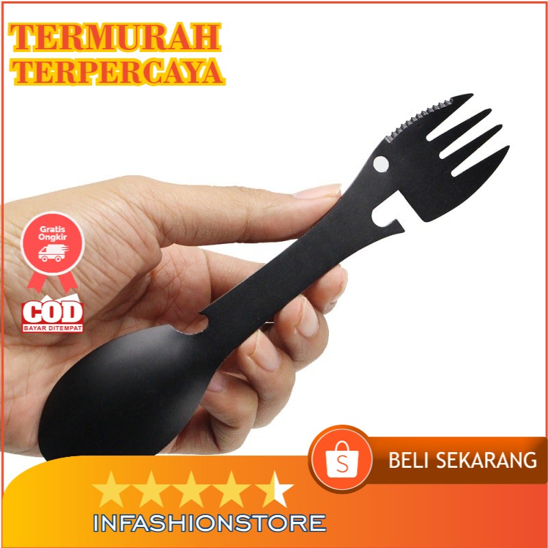 Jual PROMOO Sendok Garpu Pisau Bottle Opener Multifungsi EDC Stainless ...