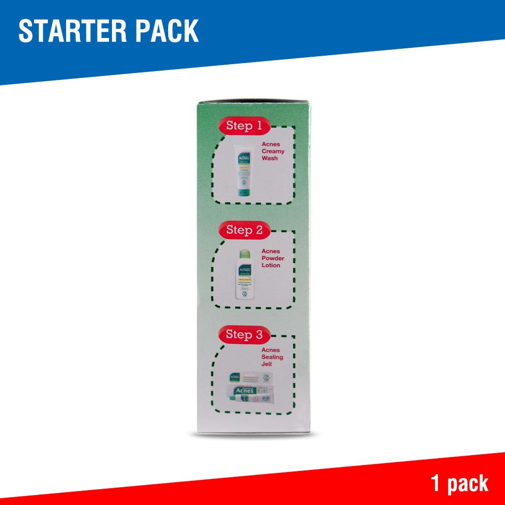 Jual Acnes Starter Pack - Creamy Wash + Powder Lotion + Sealing Jell ...