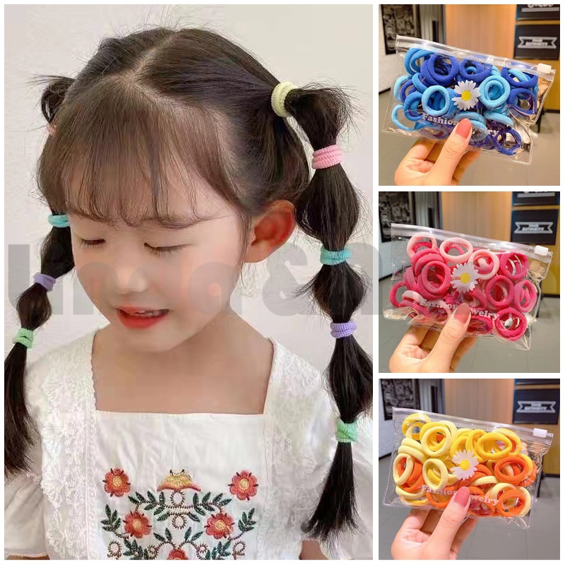 Jual [ 50 PCS ] Ikat Rambut Wanita Elastis Free Pouch Mix Warna ...