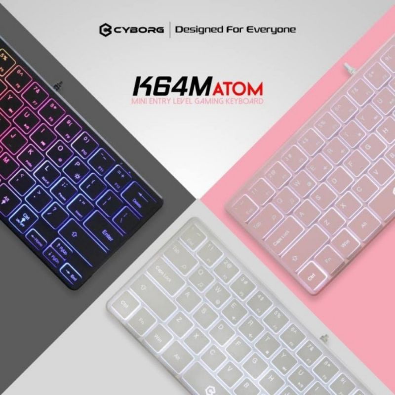 Jual Cyborg K64M Atom Mini Gaming Keyboard 64 Keys Membrane 60% 60 ...