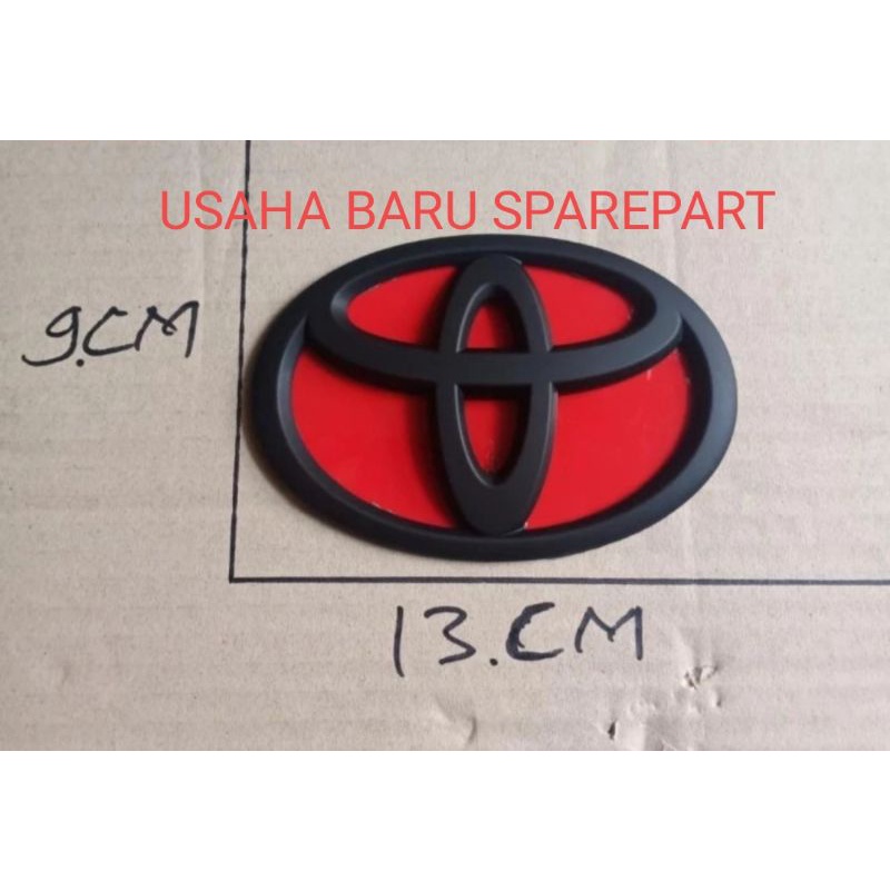 Jual Emblem logo grill depan Toyota Agya hitam doff begron merah ...