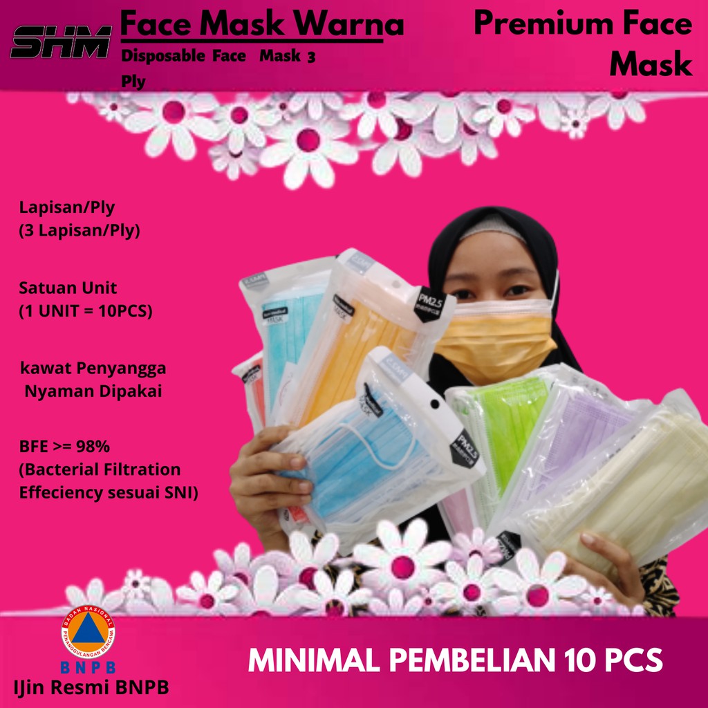 Jual MASKER 3 PLY MASKER WARNA WARNI HEADLOOP 1 PACK isi 10PCS | Shopee ...