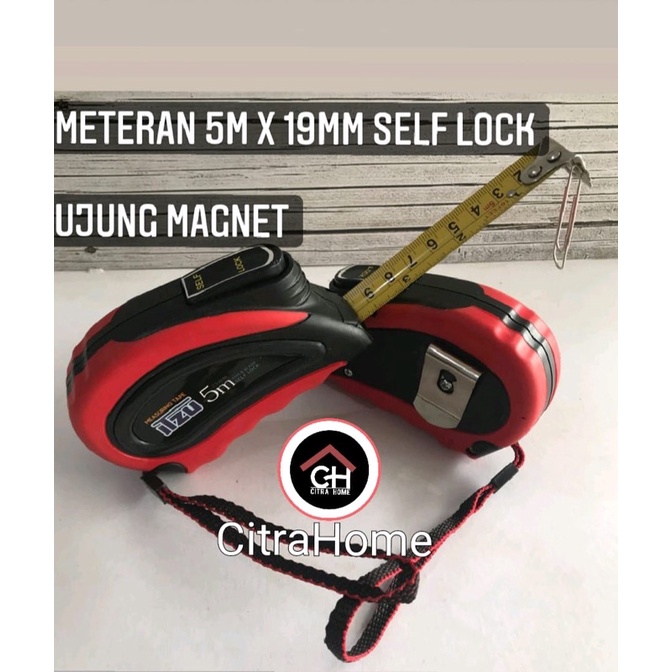 Jual Meteran 5M x 19mm Self Lock Ujung Magnet ITZU | Shopee Indonesia