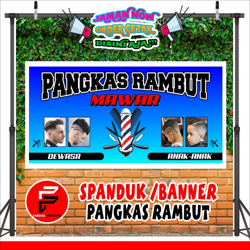 Jual Spanduk pangkas rambut banner barber backdrop salon ukuran 2 x 1 ...