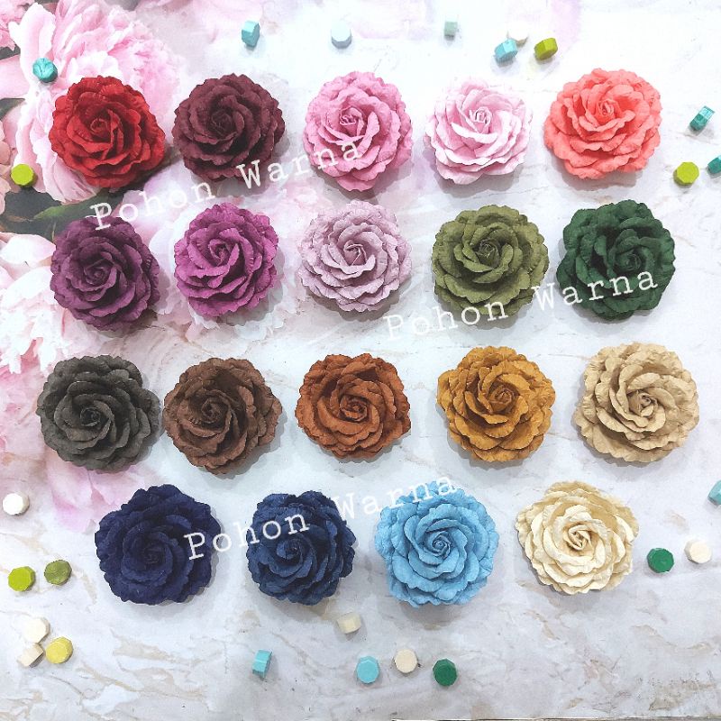 Jual (5CM) BUNGA KERTAS MULBERRY ROSE | BUNGA ROSE SCRAPBOOK MAHAR ...