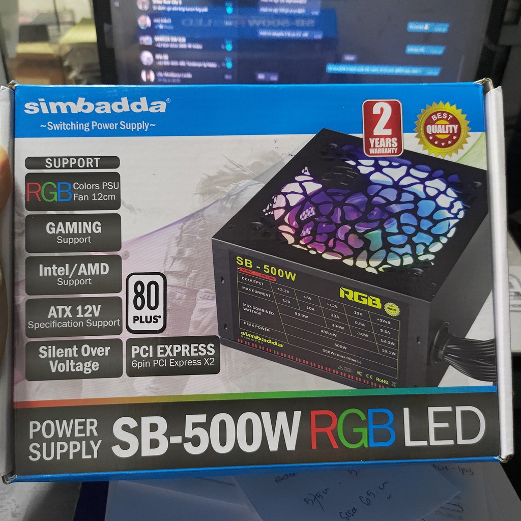 Jual PSU Simbadda SB-500W RGB LED 500 Watt Box | Shopee Indonesia