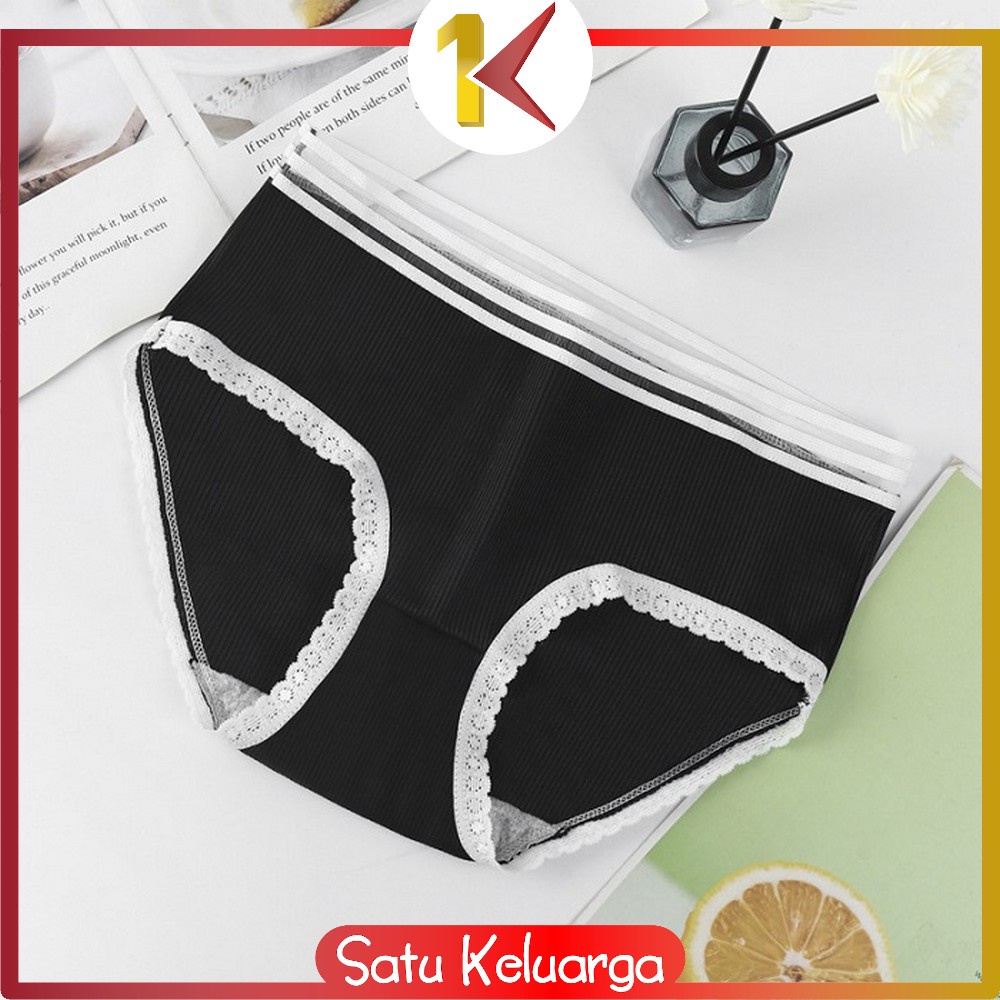Jual SK-P127 Celana Dalam Wanita Renda Motif Garis Polos CD Wanita Anti ...