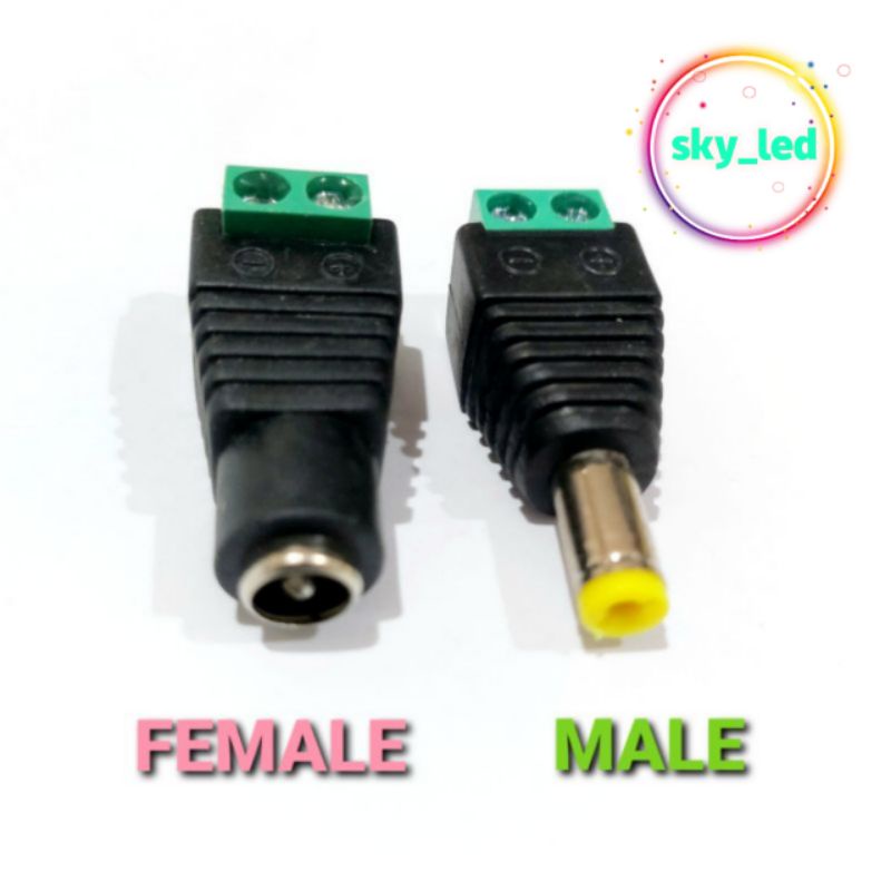 Jual konektor cctv dc male high quality / Jek DC Male / Female konektor jack power sambung ...
