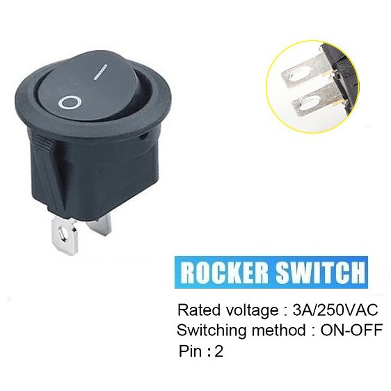 Jual Saklar Bulat Hitam 2 Kaki Round Rocker Switch MINI Saklar Round on ...