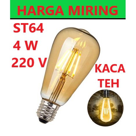 Jual LED ST64 4 WATT ASLI LAMPU ST64 LED 4W KUNING EDISON FILAMEN LED ...