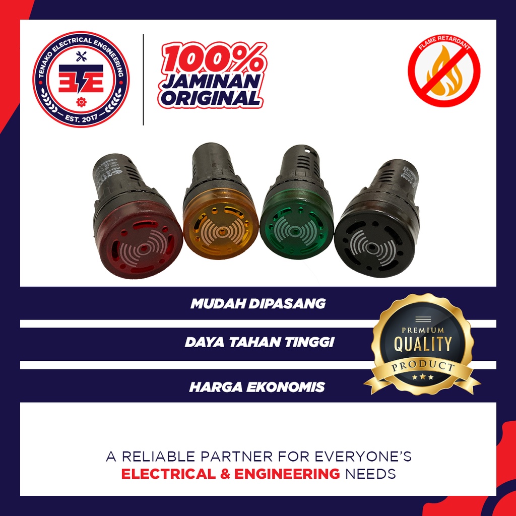 Jual Pilot Lamp Buzzer LED 22mm Alarm Dengan Lampu Indikator LED Untuk ...