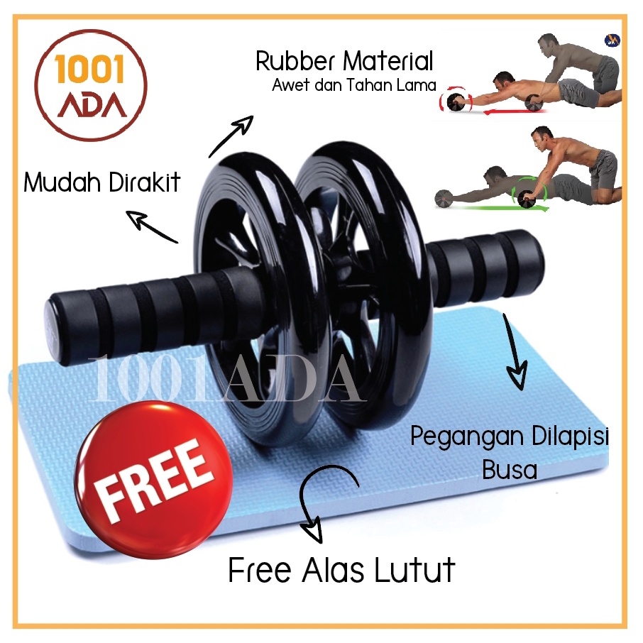 Jual AB WHEEL AB ROLLER DOUBLE WHEEL ALAT SIT UP ALAT GYM FITNESS BONUS ...