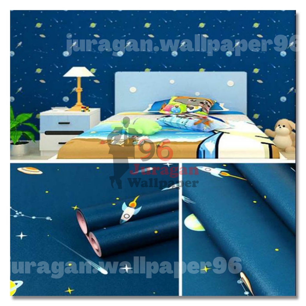 Jual (PROMO COD) Wallpaper Dinding Motif Roket Meteor Bahan PVC Premium ...