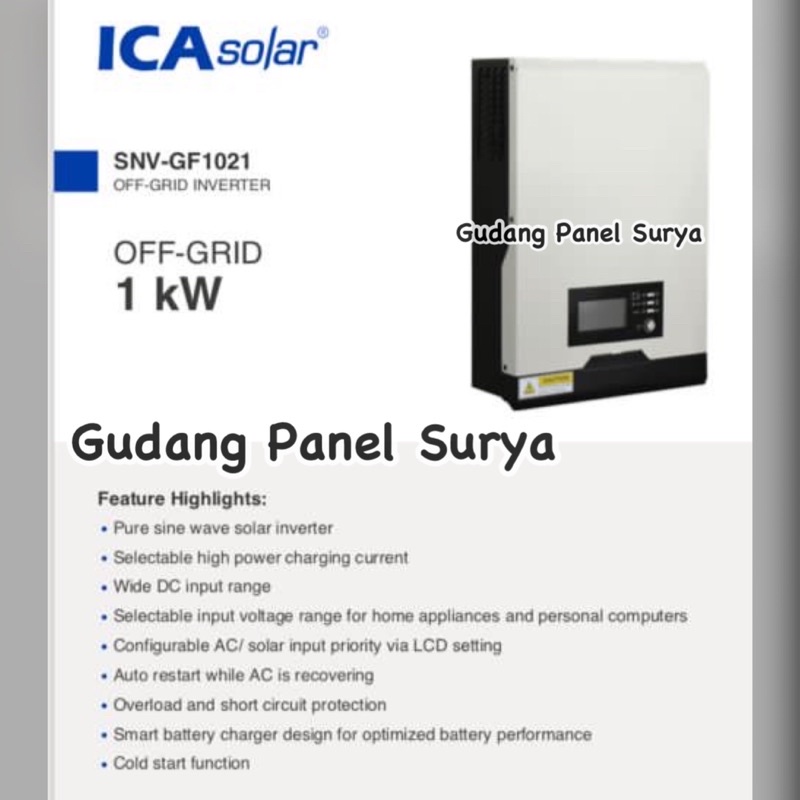 Jual Hybrid Inverter ICA SOLAR 1KW Bidirectional Ongrid Offgrid 1000W ...