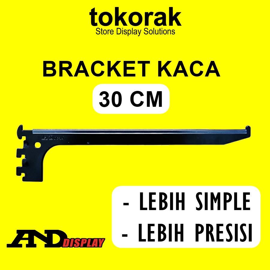 Jual BRACKET KACA 30 CM HITAM DAUN BRAKET SIKU AMBALAN RAK DINDING 30CM ...