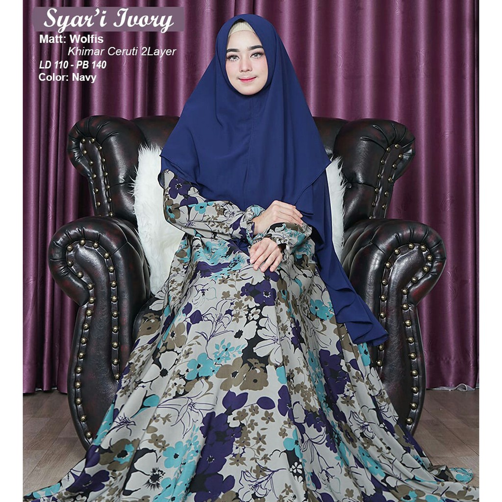 Jual syari monalisa busui gamis maxi monalisa aufa Navy | Shopee Indonesia
