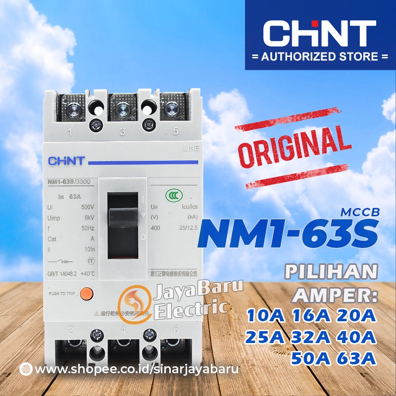Jual MCCB Breaker Chint NM1-63S NM1 63S 3P 10A 16A 20A 25A 32A 40A 50A 63A | Shopee Indonesia