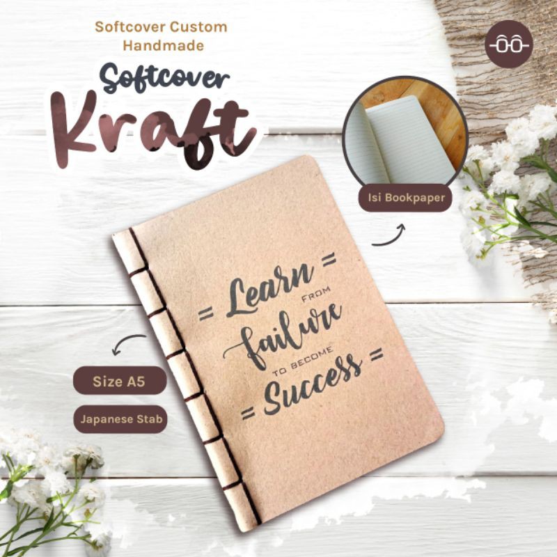Jual BUKU Tulis CUSTOM Sampul KRAFT Softcover A5 Planner Garis Dot Grid ...